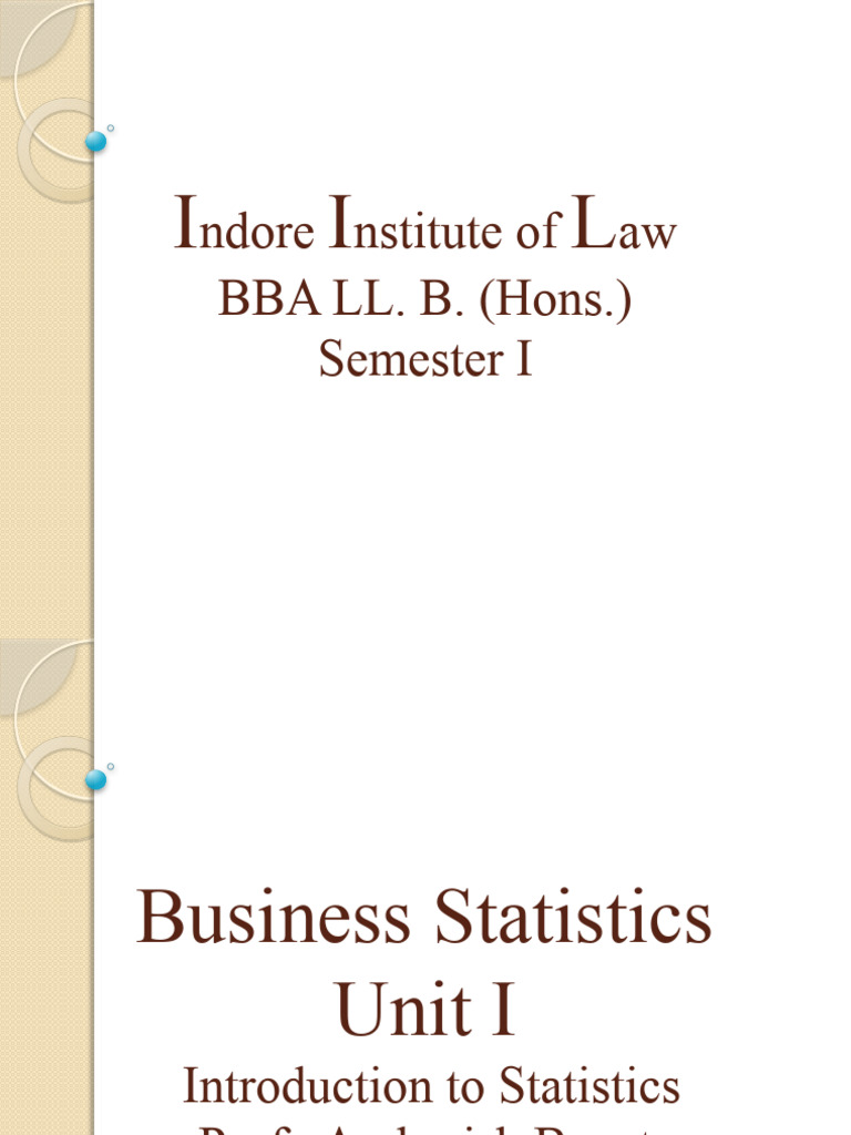 BBA LLB Semester I Statitics Unit I | PDF | Statistics | Data