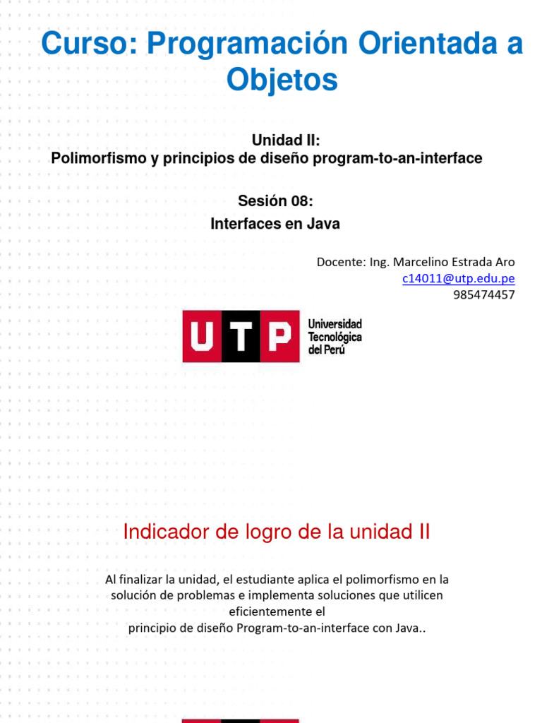 S08 - s8 - Interfaces en Java | PDF | Java (lenguaje de programación) | Objeto (informática)