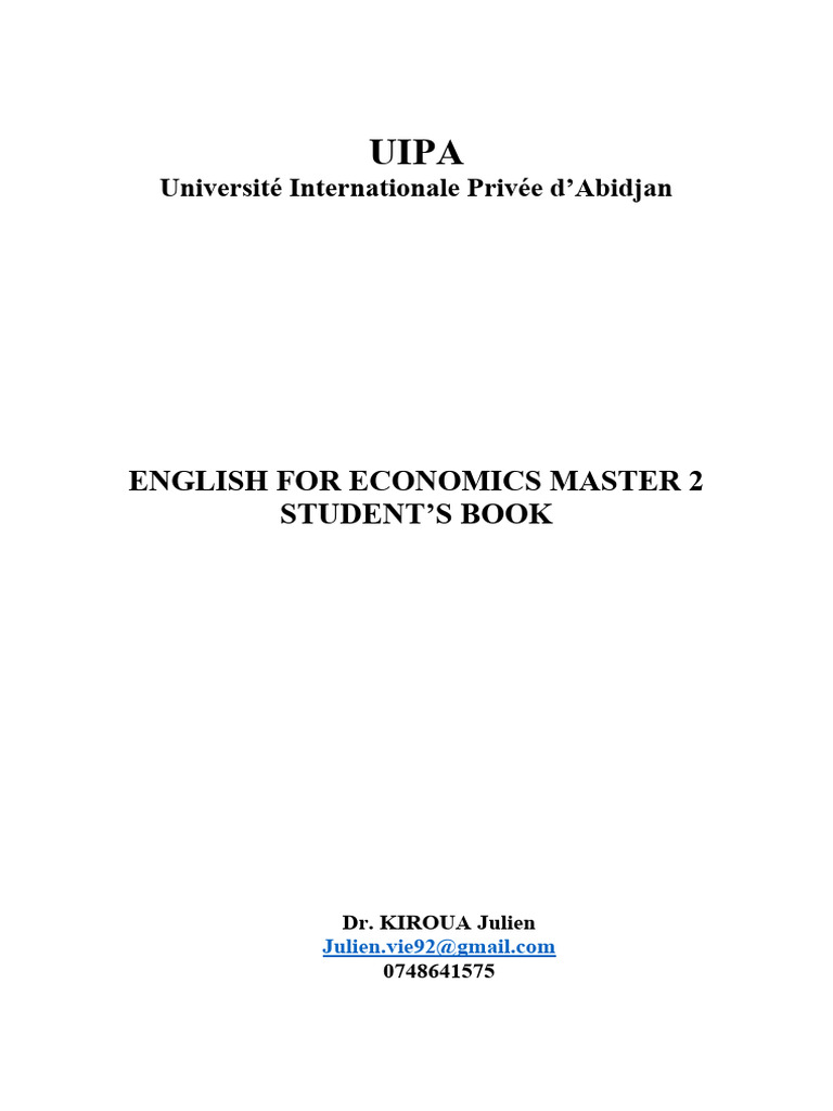 COURS MASTER 2 ENGLISH FOR ECONOMICS | Download Free PDF | Grammatical Tense | Profit (Economics)