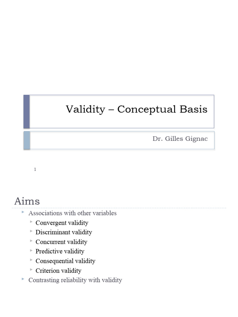 Week 5.2 - Conceptual Basis of Validity - Part 2 | PDF | Validity ...