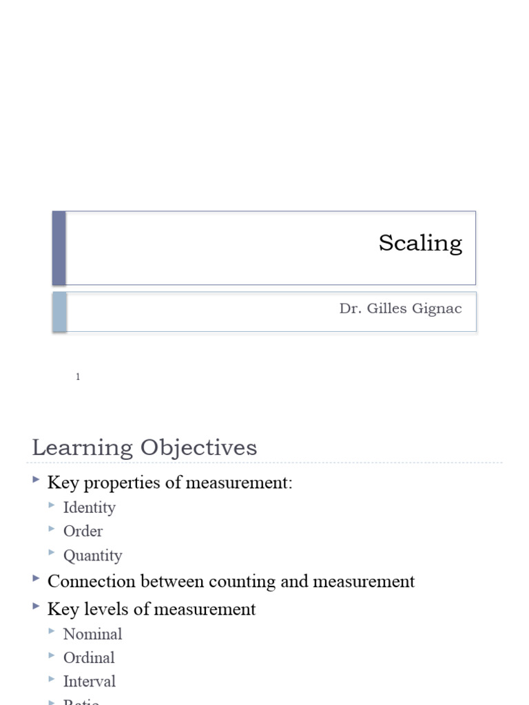 Week 1.2 - Scaling | PDF | Level Of Measurement | Measurement