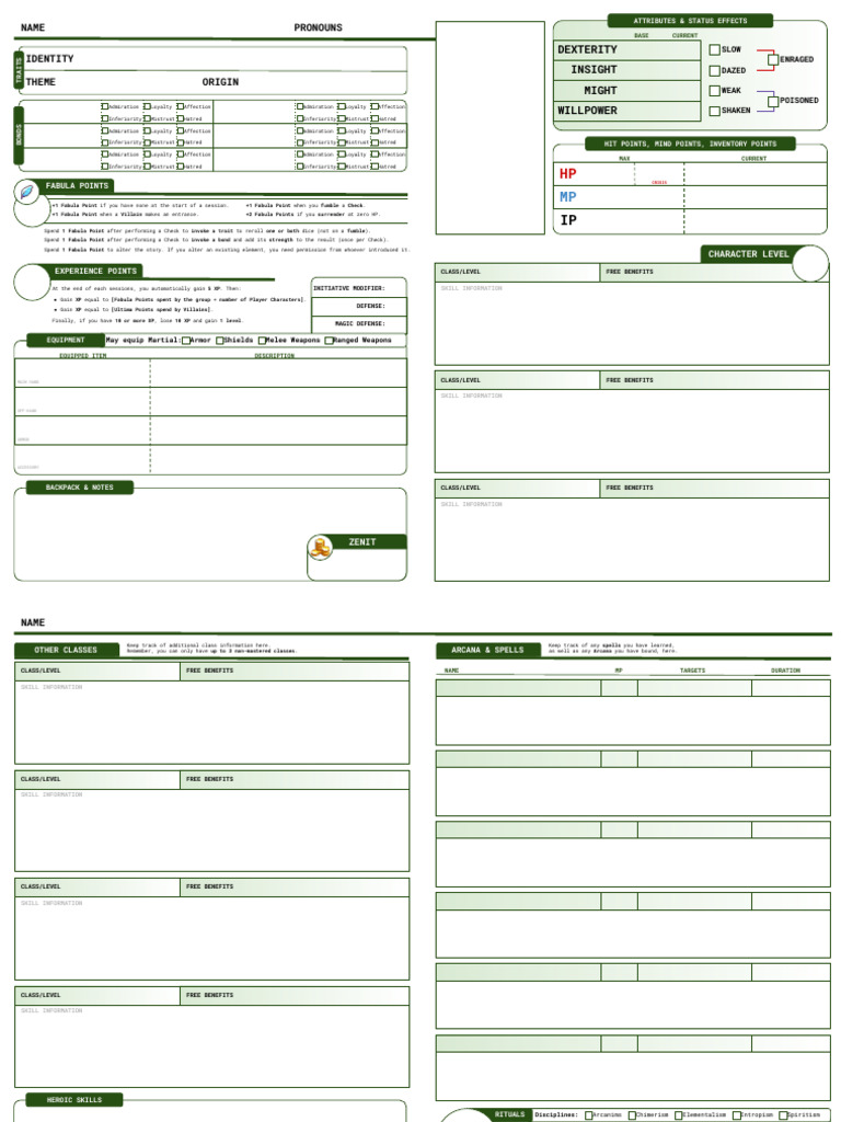 Fabula Ultima Sheets Remade | PDF | Role Playing Games | Role Playing ...