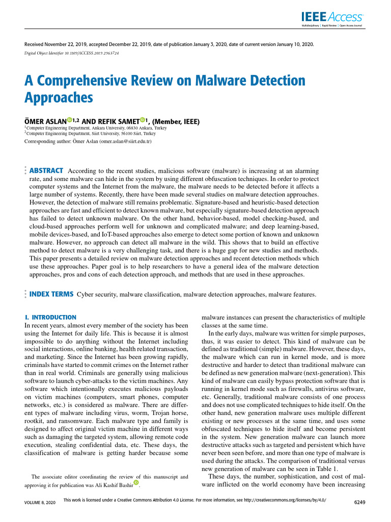 A Comprehensive Review On Malware Detection Approaches Download Free
