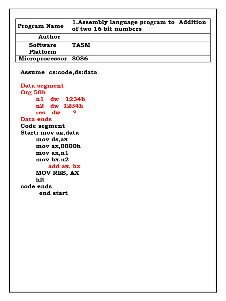 MP Lab | PDF | Assembly Language | Computer Hardware
