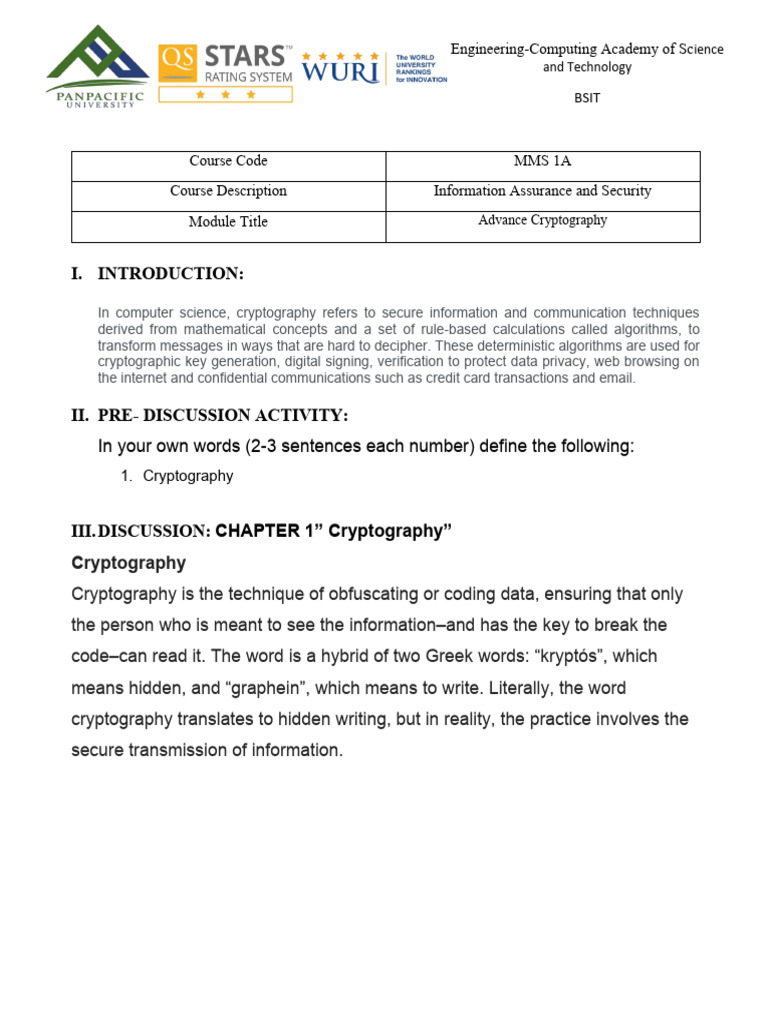 IAS Module 1 | Download Free PDF | Cryptography | Encryption