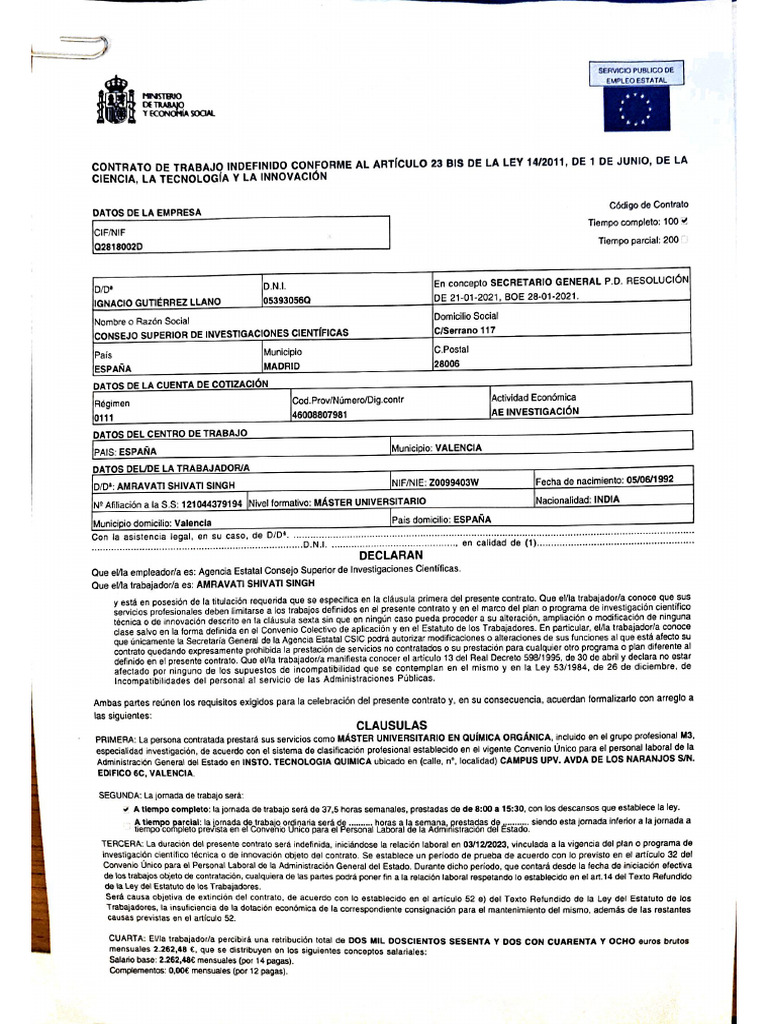 Contract Itq Upv | PDF