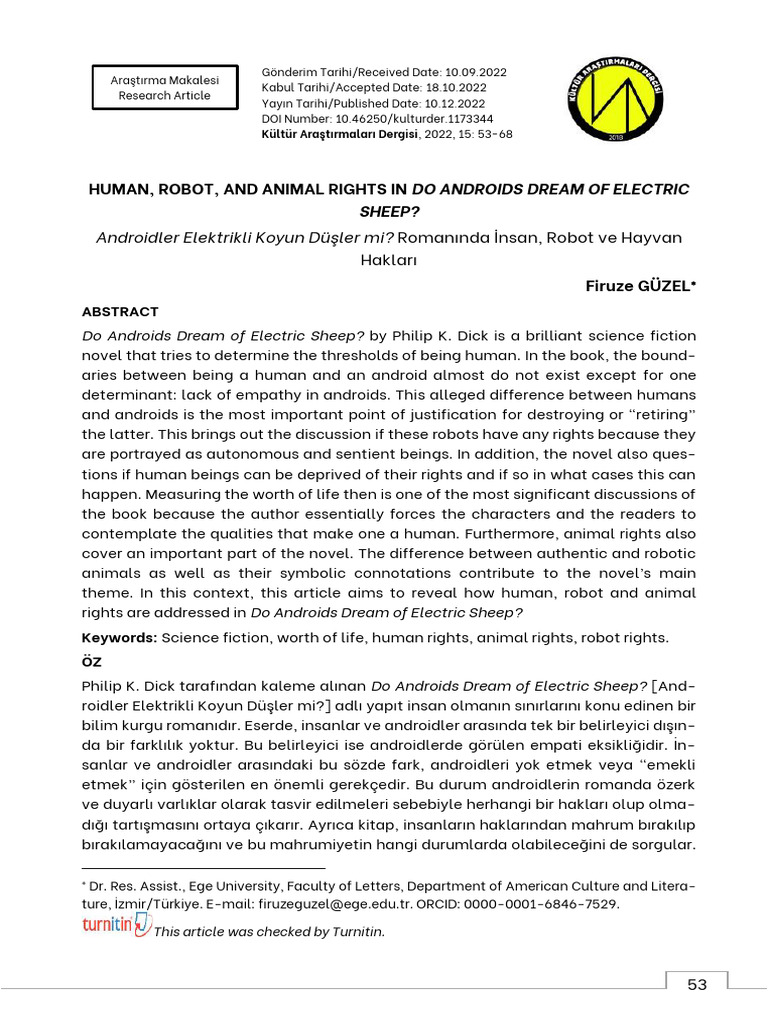 Human Robot and Animal Rights in Do Andr | PDF | Empathy | Android (Robot)