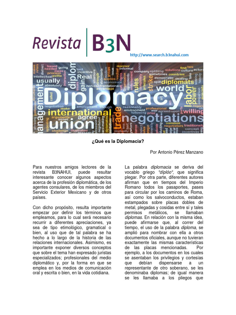 Que Es La Diplomacia y Sus Cosas | PDF | Diplomacia | Diploma