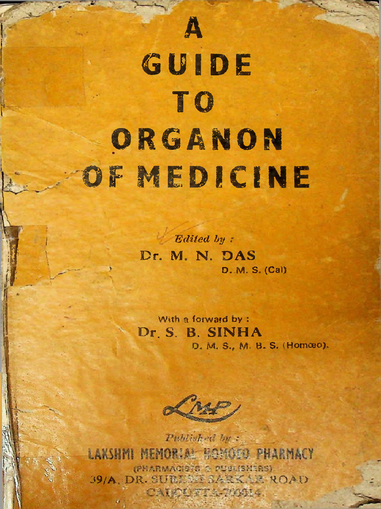 A Guide To Organon of Medicine - M.N. Das | PDF