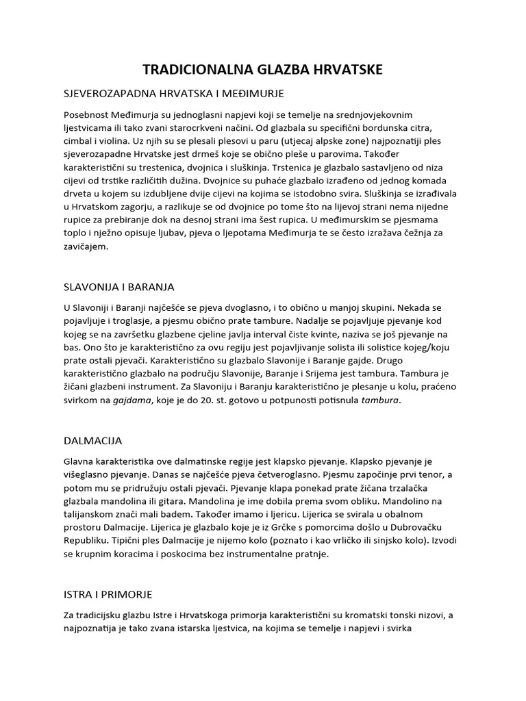 Tradicionalna Glazba Hrvatske | PDF