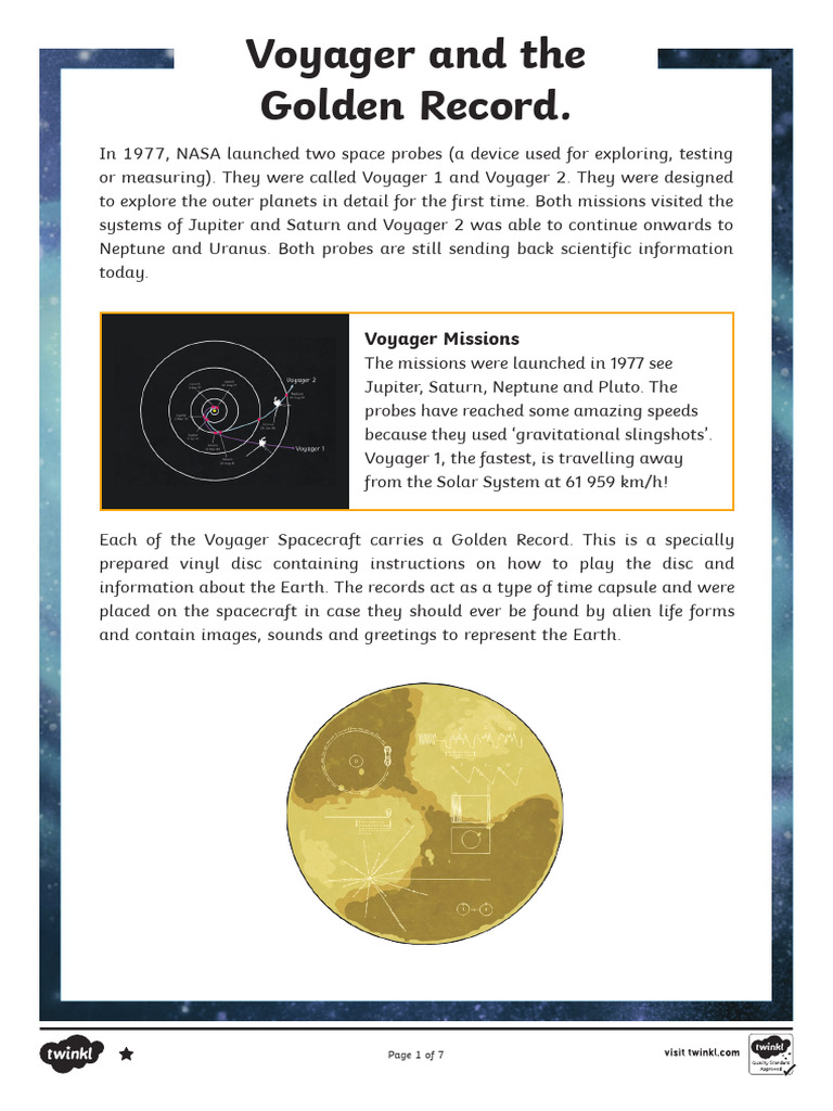 Voyager Missions and Golden Record Overview | PDF | Voyager Program ...