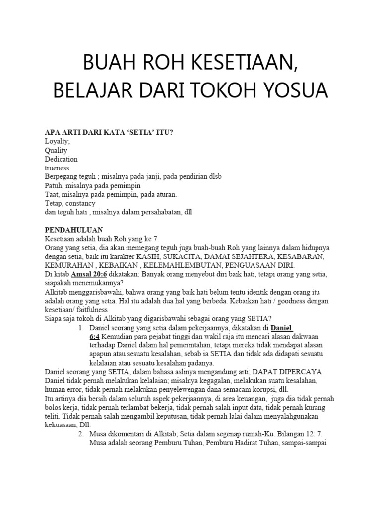 Buah Roh Kesetiaan | PDF | Agama & Spiritualitas