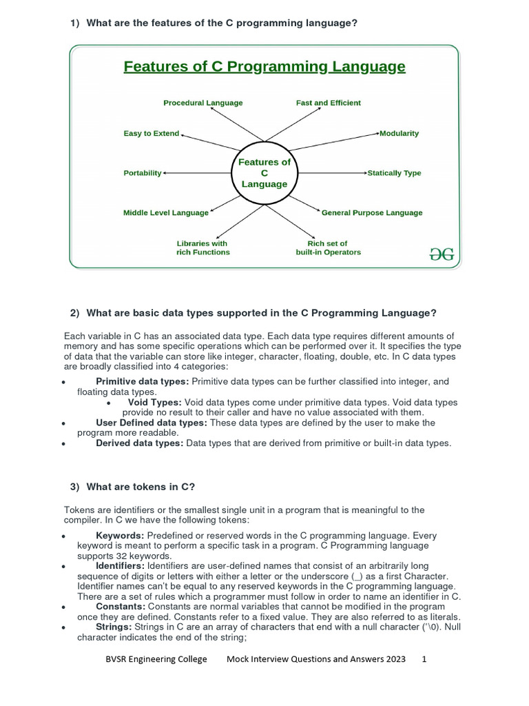 BVSR Mock Interview Questions 2023 | PDF | Data Type | Programming