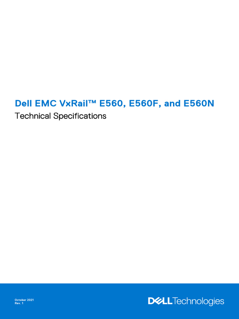 VxRail Appliances On PowerEdge Servers E560 E560F and E560N Technical Specifications | PDF | Usb ...
