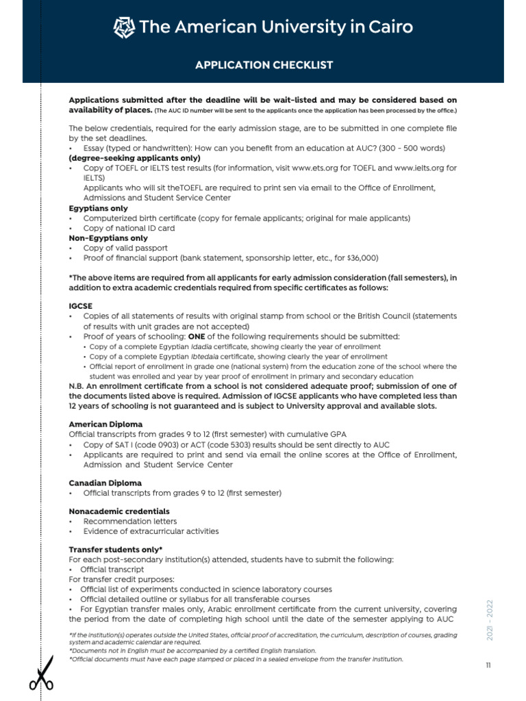 checklist | PDF | University And College Admission | Educational Stages