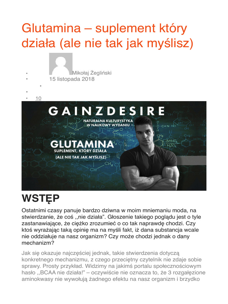 Glutamina - Bardzo Ważne | PDF