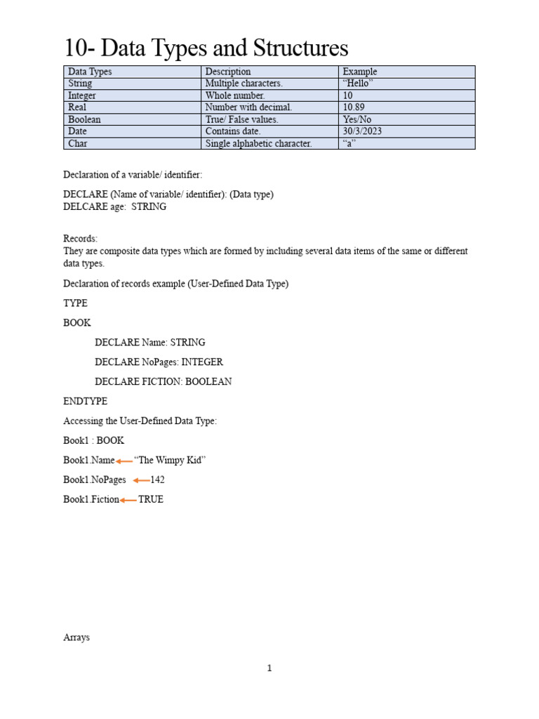 10 - Data Types and Structures | PDF | Data Type | Pointer (Computer Programming)