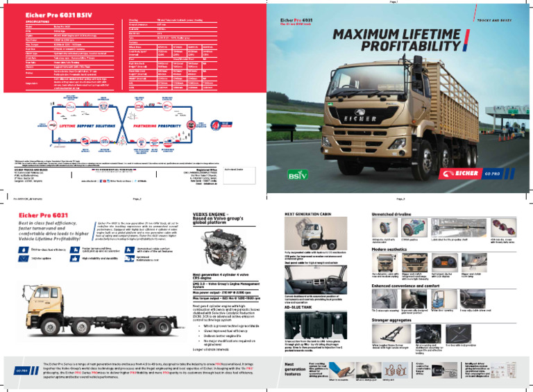 Eicher Pro 6031 12 Tyres Distribution Truck GVW 31000 KG | PDF