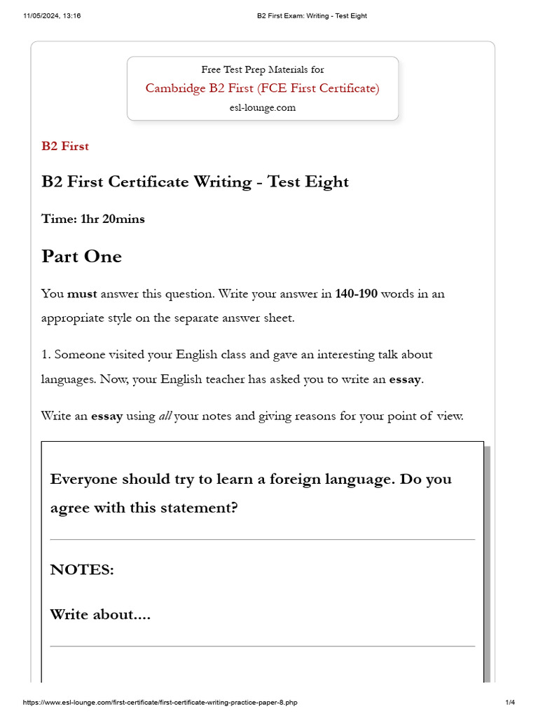 B2 Writing - Test Eight | PDF
