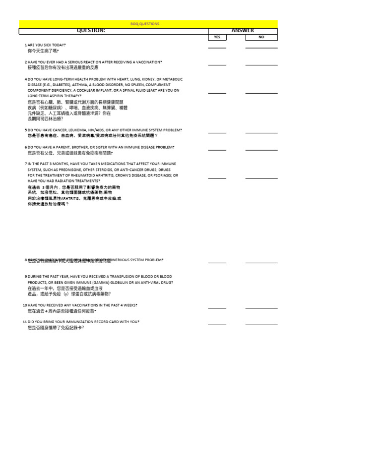 BOQ Questionnaire | PDF