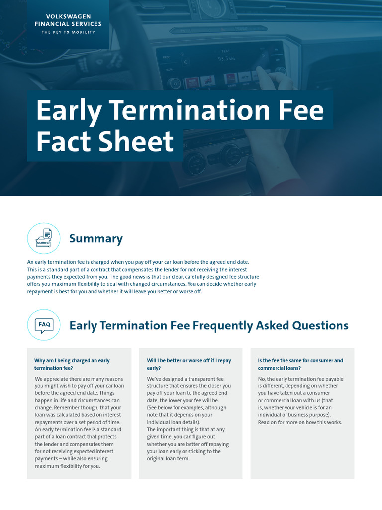 Early Termination Fee Fact Sheet - July 2021 | PDF | Loans | Fee