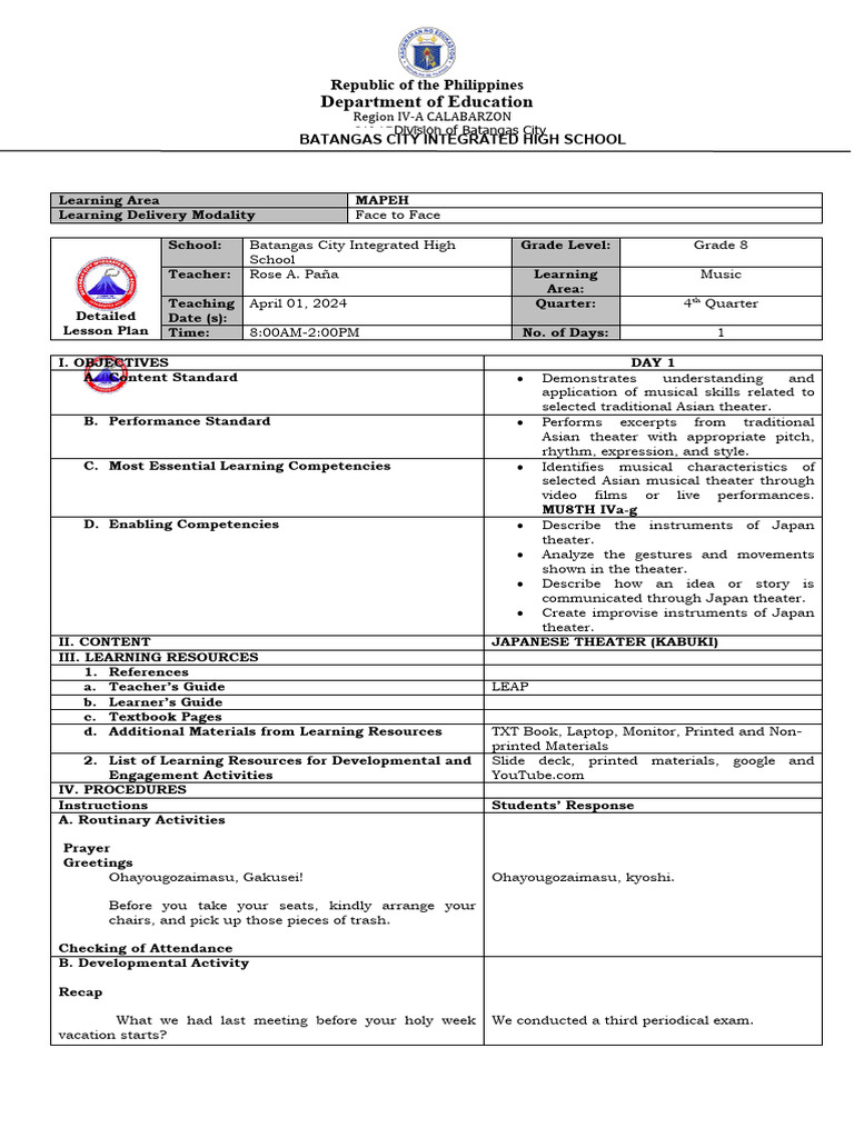 Music Japanese Day 1 | PDF | Learning | Dances