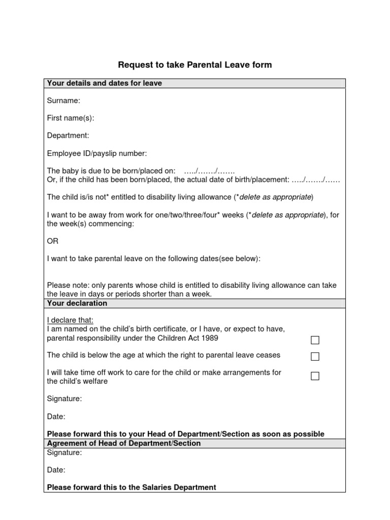 Parental Leave Request Form Template | PDF | Law