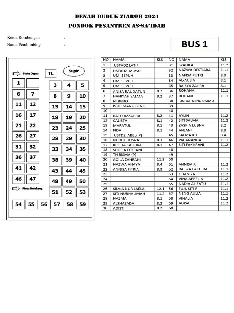 DENAH DUDUK BUS ZIARAH | PDF
