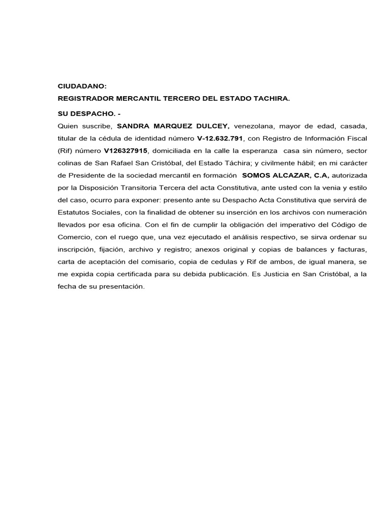 Acta Sandra | Descargar gratis PDF | Documento de identidad | Junta Directiva