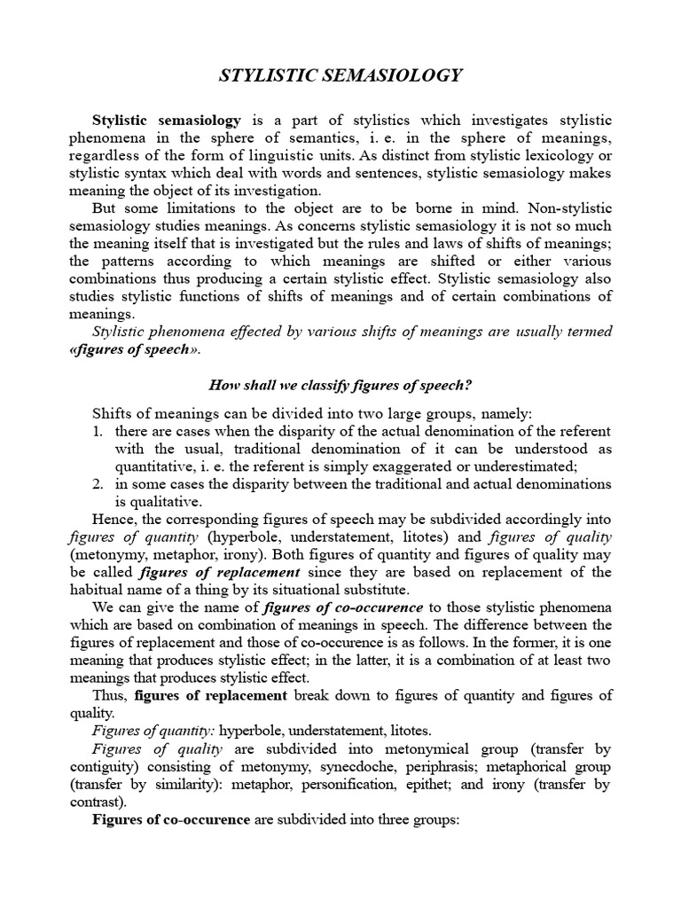 Understanding Stylistic Semasiology | PDF | Metaphor | Linguistics
