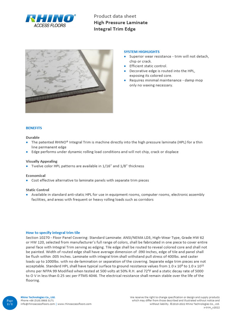 CAT - Integral Trim Edge - RHINO | PDF | Lamination | Tile