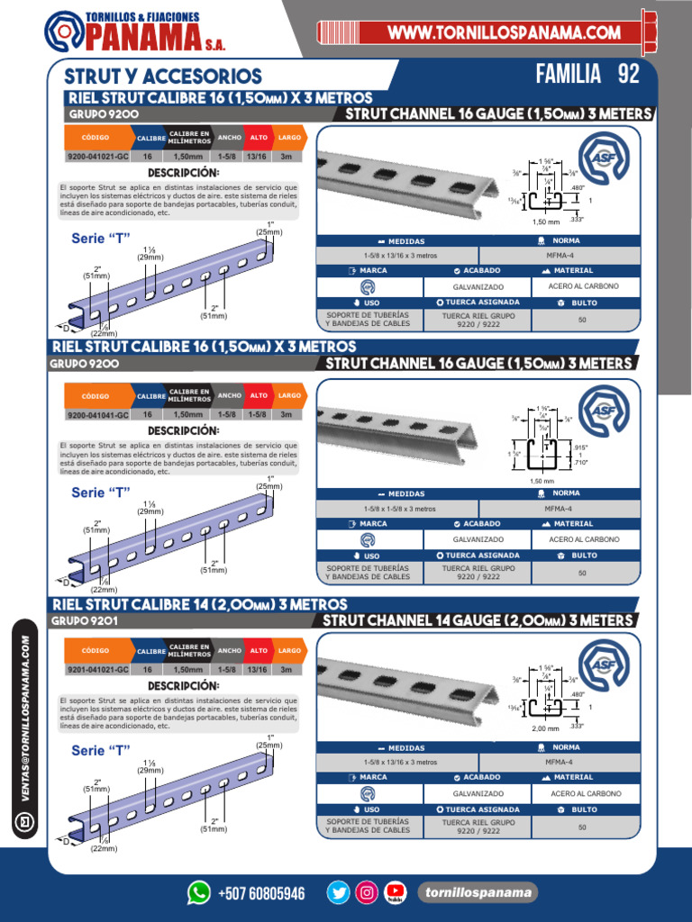 Ficha Tecnica de Strut Chanel | Descargar gratis PDF | Tornillo | Acero