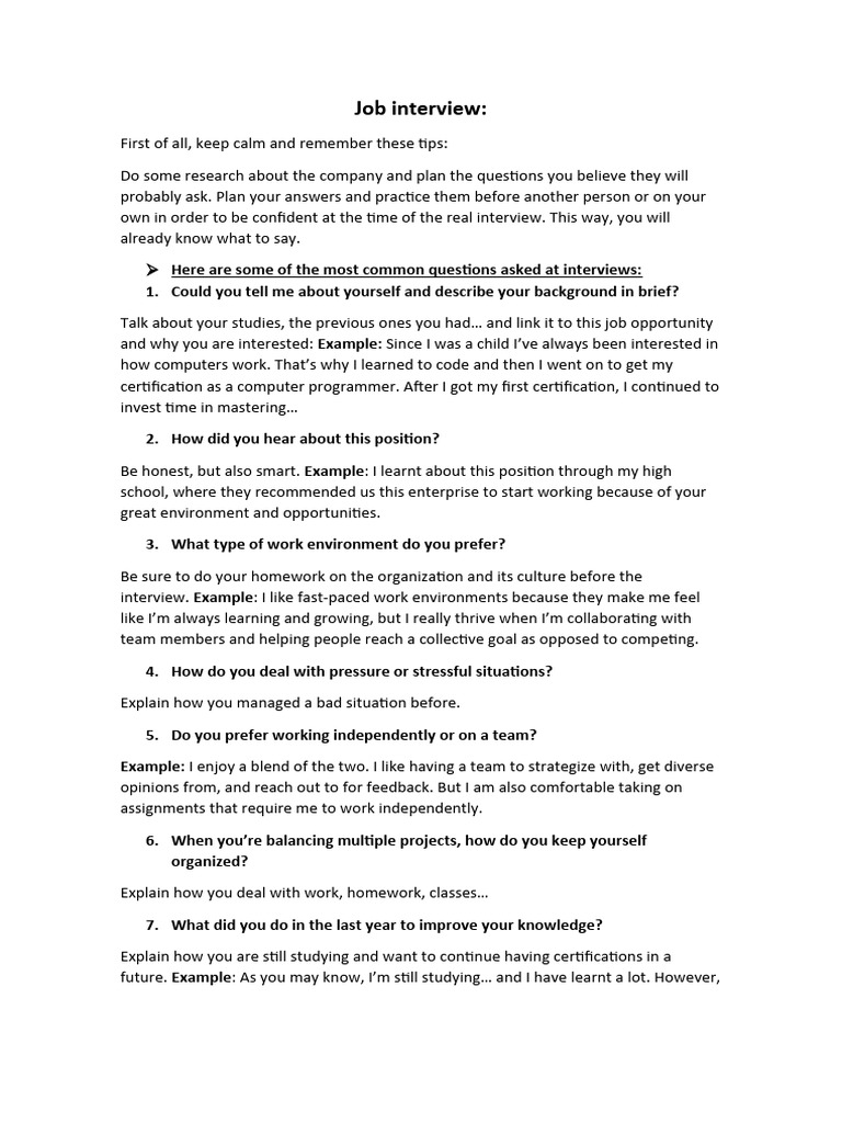 Job interview | PDF | Job Interview | Cognition