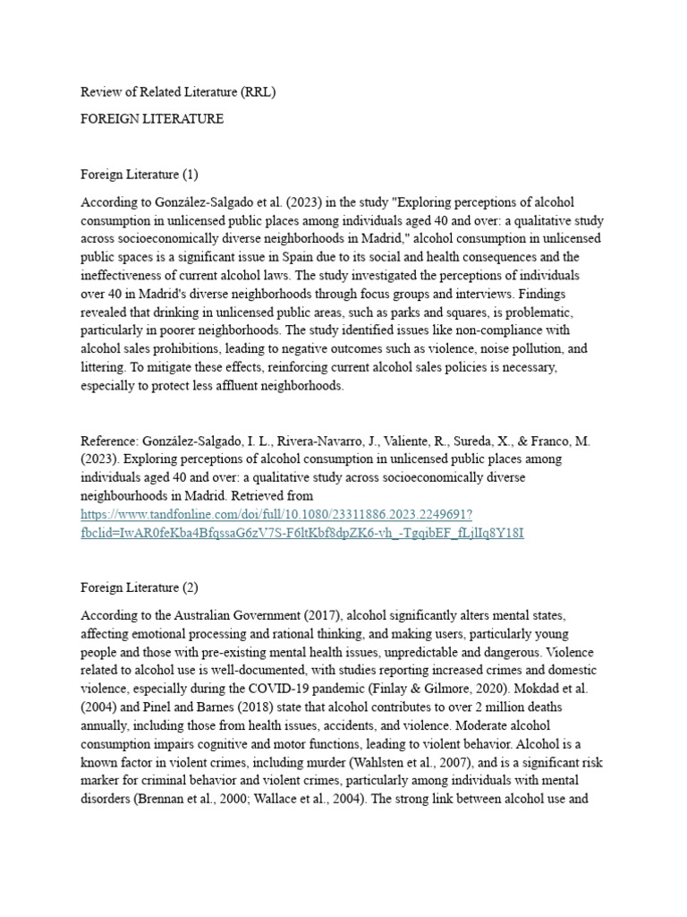 RRL NOW | Download Free PDF | Alcoholism | Alcohol Abuse