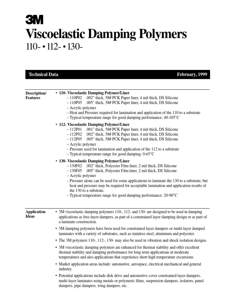 Viscoelastic Damping Polymers | PDF | Viscoelasticity | Polymers