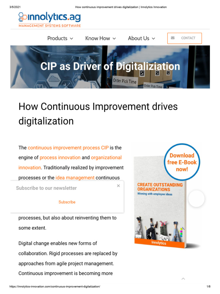 How continuous improvement drives digitalization _ Innolytics Innovation | Download Free PDF ...
