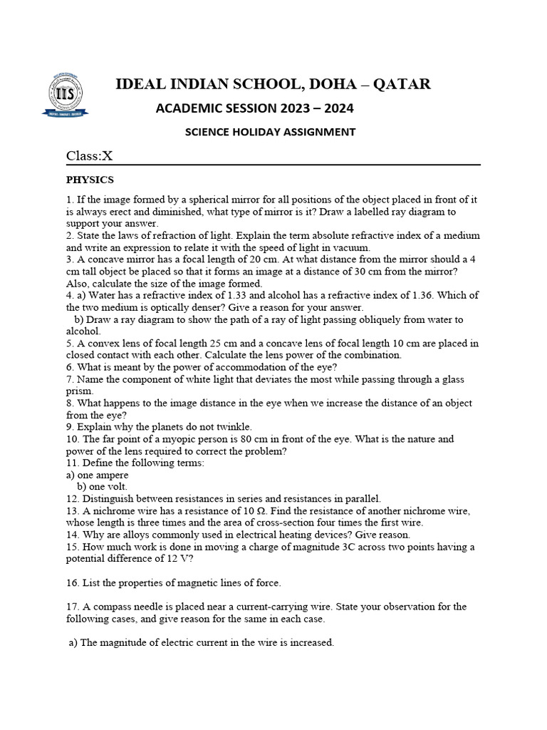Holiday Assignment - Science-2023w | PDF | Heart | Vein