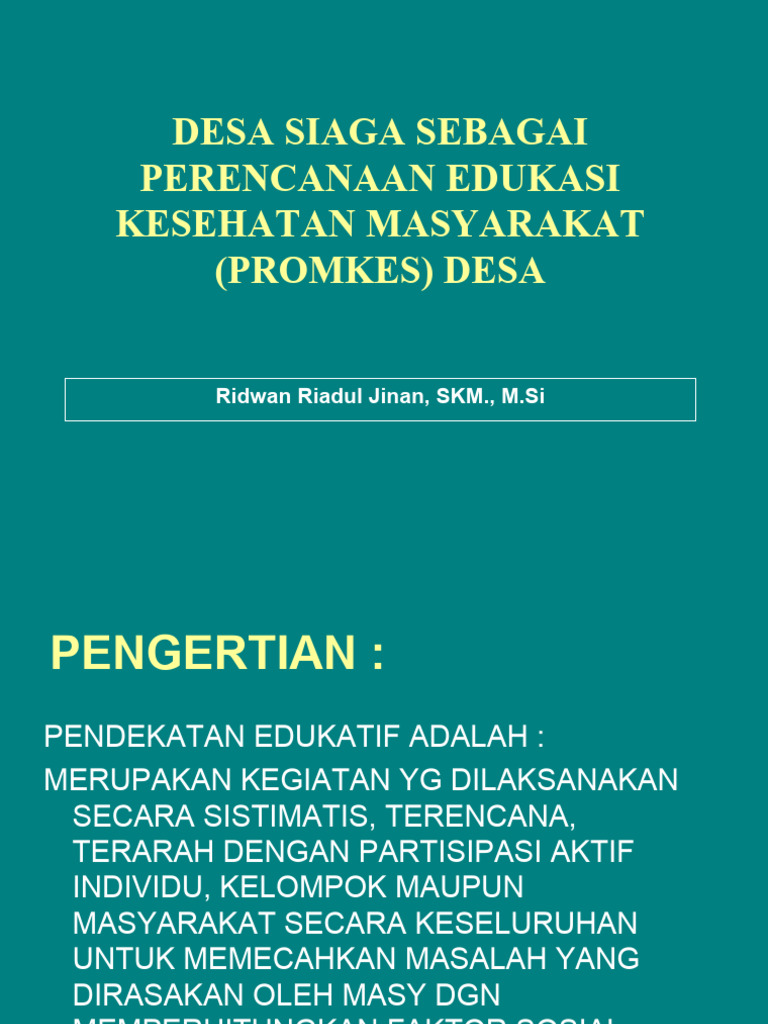 Desa Siaga Sebagai Perencanaan Edukasi Promosi Kesehatan Masyarakat Desa Pdf 