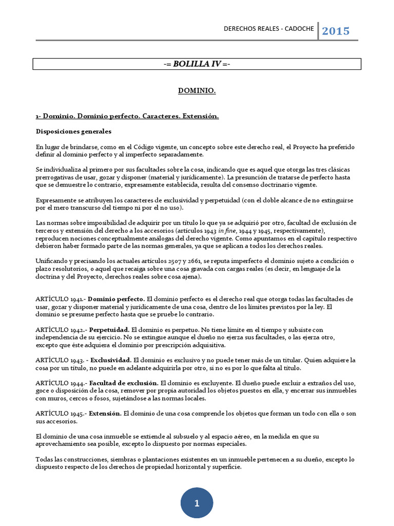Derechos Reales B. 4 - Dominio | PDF | Propiedad | Ley de Propiedad