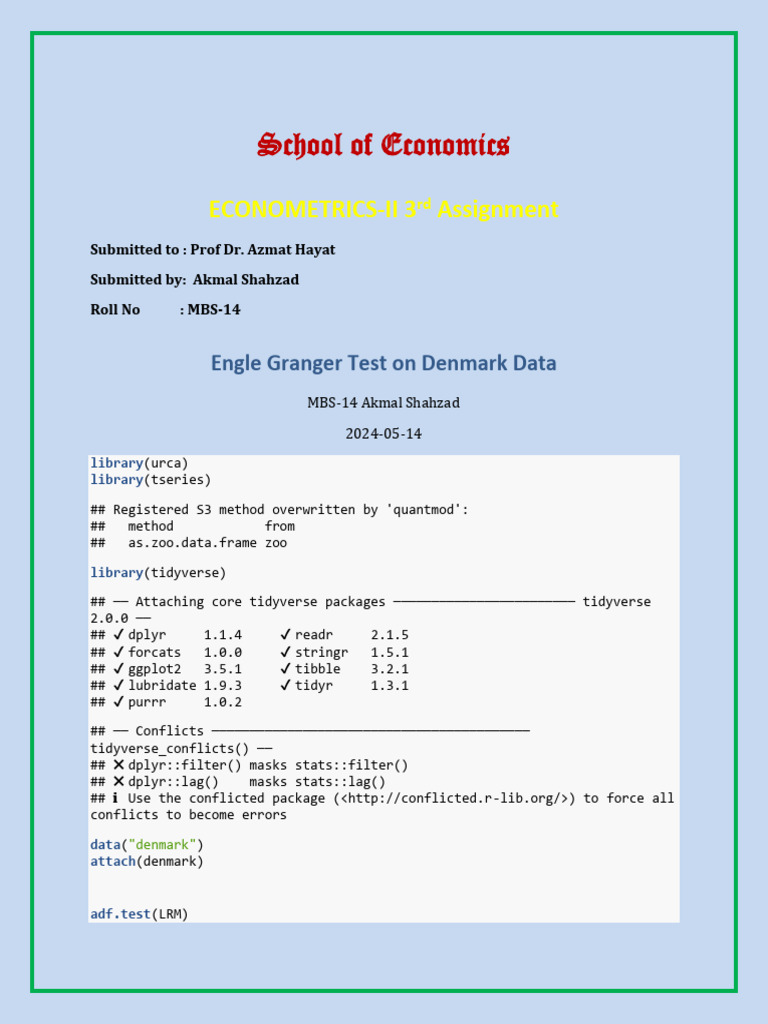 MBS-14 Akmal Shahzad Econo 3rd Assignment | PDF | Errors And Residuals | Coefficient Of ...