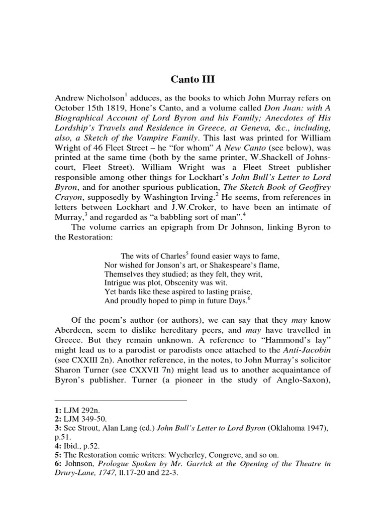 Canto III | PDF | Lord Byron