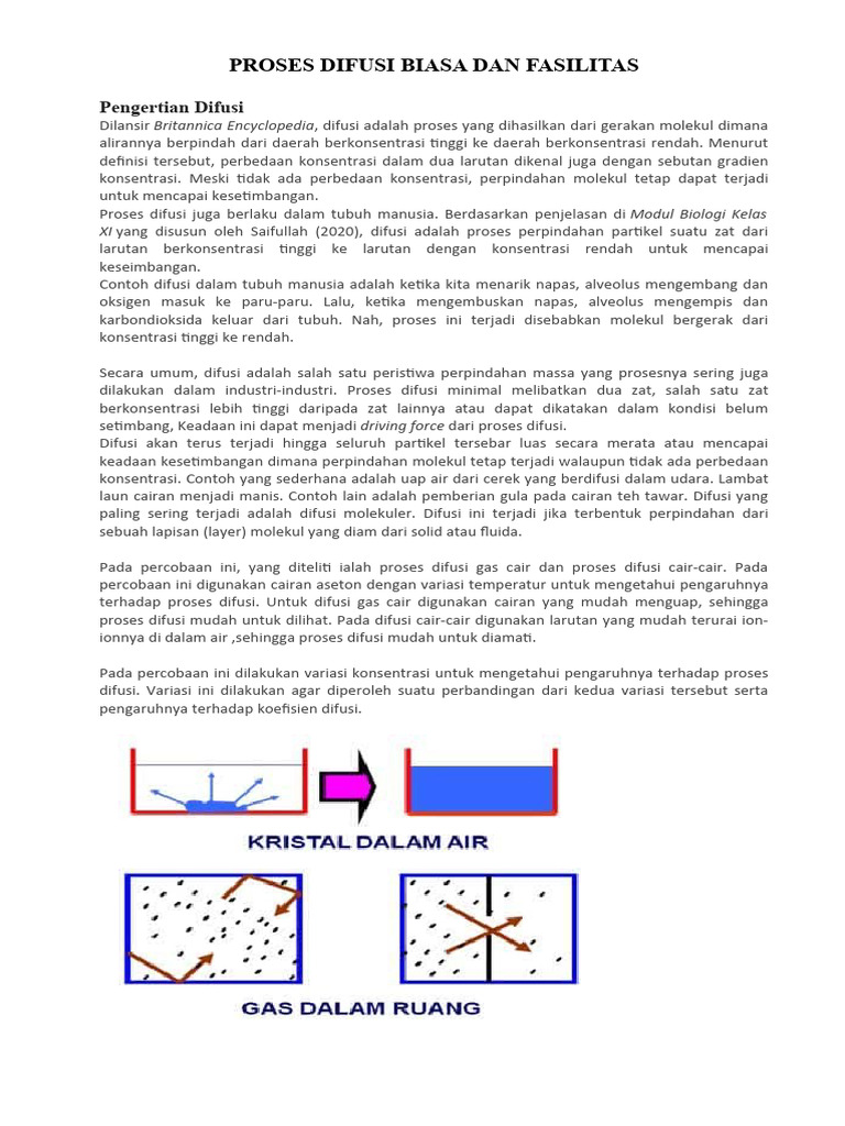 Tugas Biologi "Proses Divusi" | PDF