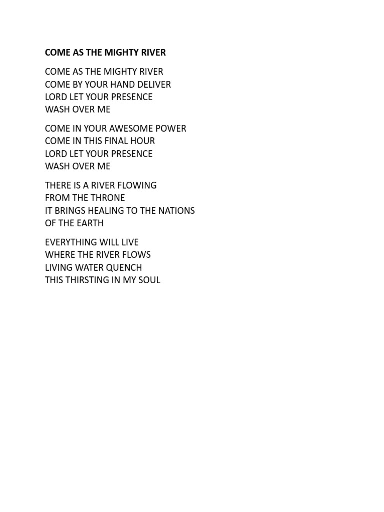 Come as the Mighty River Lyrics | PDF