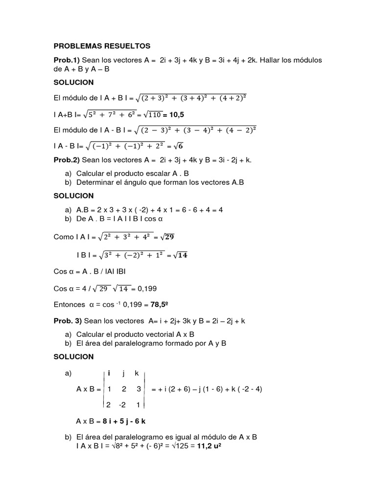 Problemas Resueltos Vectores 3d | PDF | Vector Euclidiano | Euclides