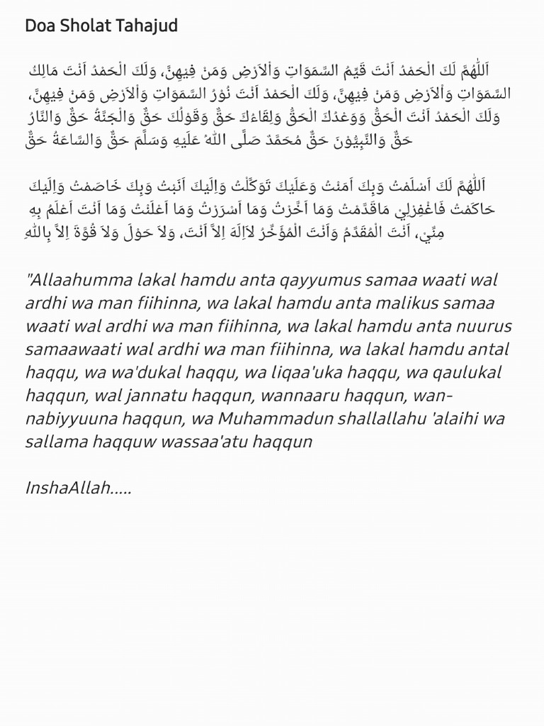 Doa Sunat Tahadjud - Scrib | PDF