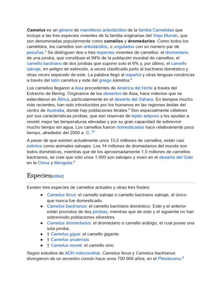 Camelus | PDF | Camello | Animales domesticados