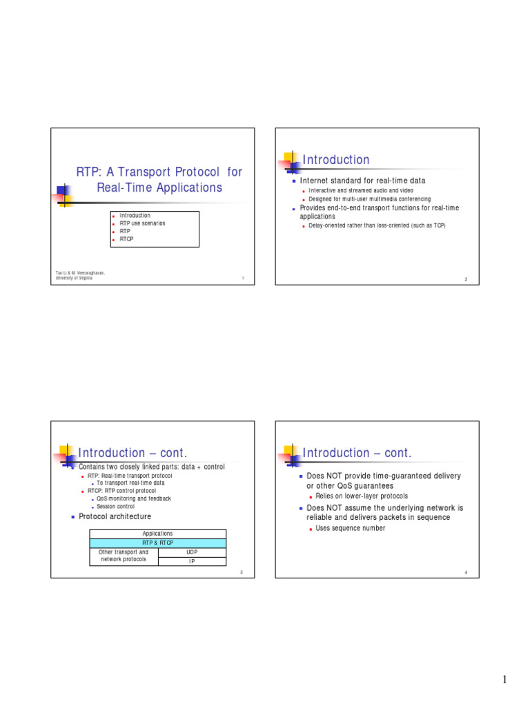 RTP: A Transport Protocol For Real-Time Applications | PDF | Internet Architecture | Computer ...
