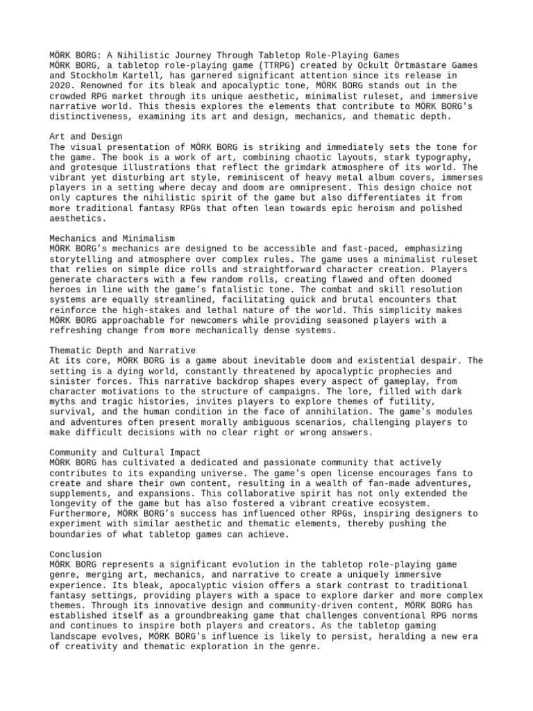 MÖRK BORG | PDF | Role Playing Games | Tabletop Role Playing Game