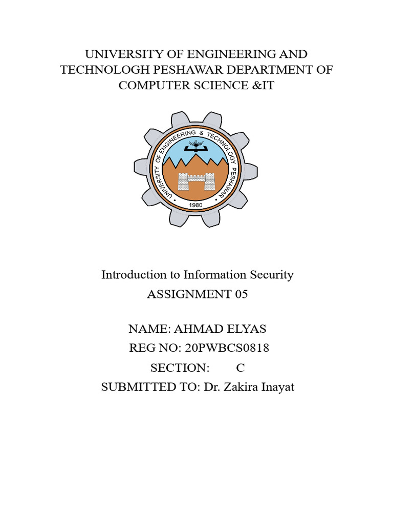 ASSIGNMENT05 | PDF | Public Key Cryptography | Key (Cryptography)