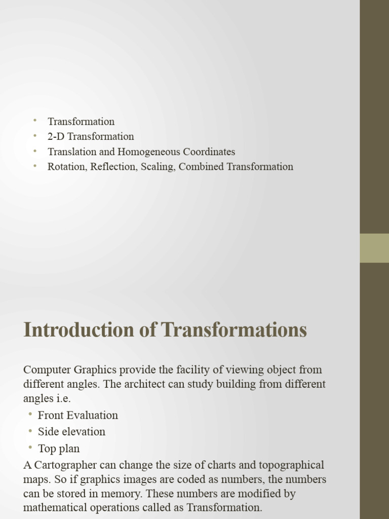 2 D Transformations | PDF | 2 D Computer Graphics | Algebra